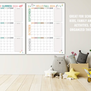 Summer Fall Winter 2024 2025 Large Calendar Planner Printable Digital ...