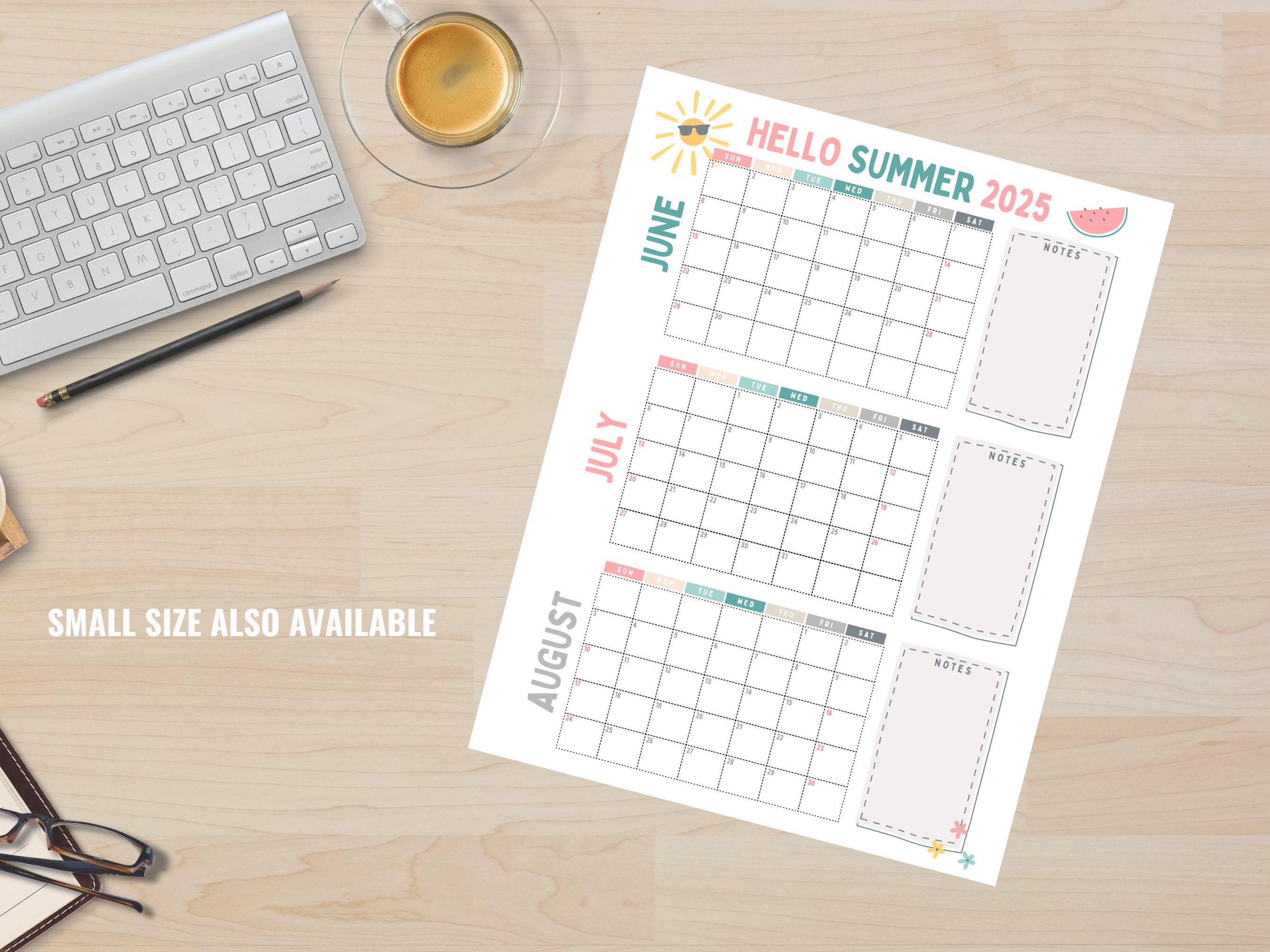 2025 Summer Calendar: Large Printable Planner for Kids (PDF Download ...