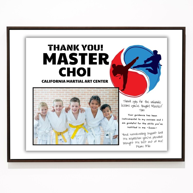 Editable Taekwondo Master Thank You Gift: Team Photo Certificate ...