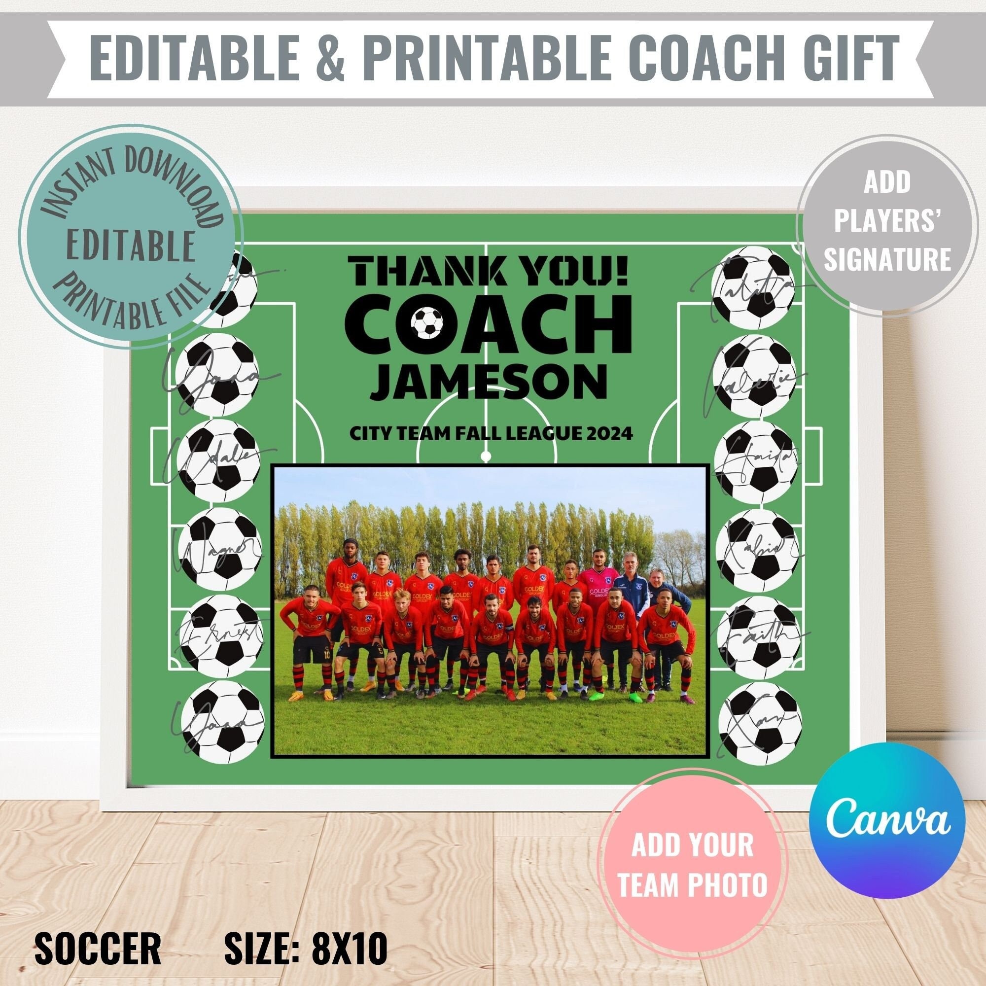 Editable Soccer Coach Gift Printable Instant Digital Download, Thank ...