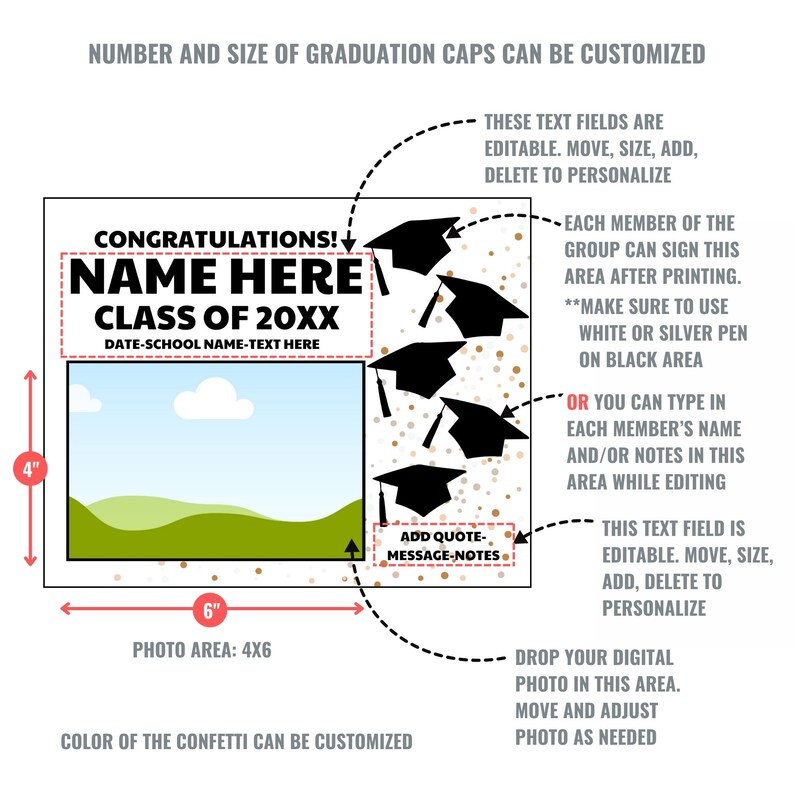 Editable Graduation Group Gift: Photo Certificate Card (digital ...