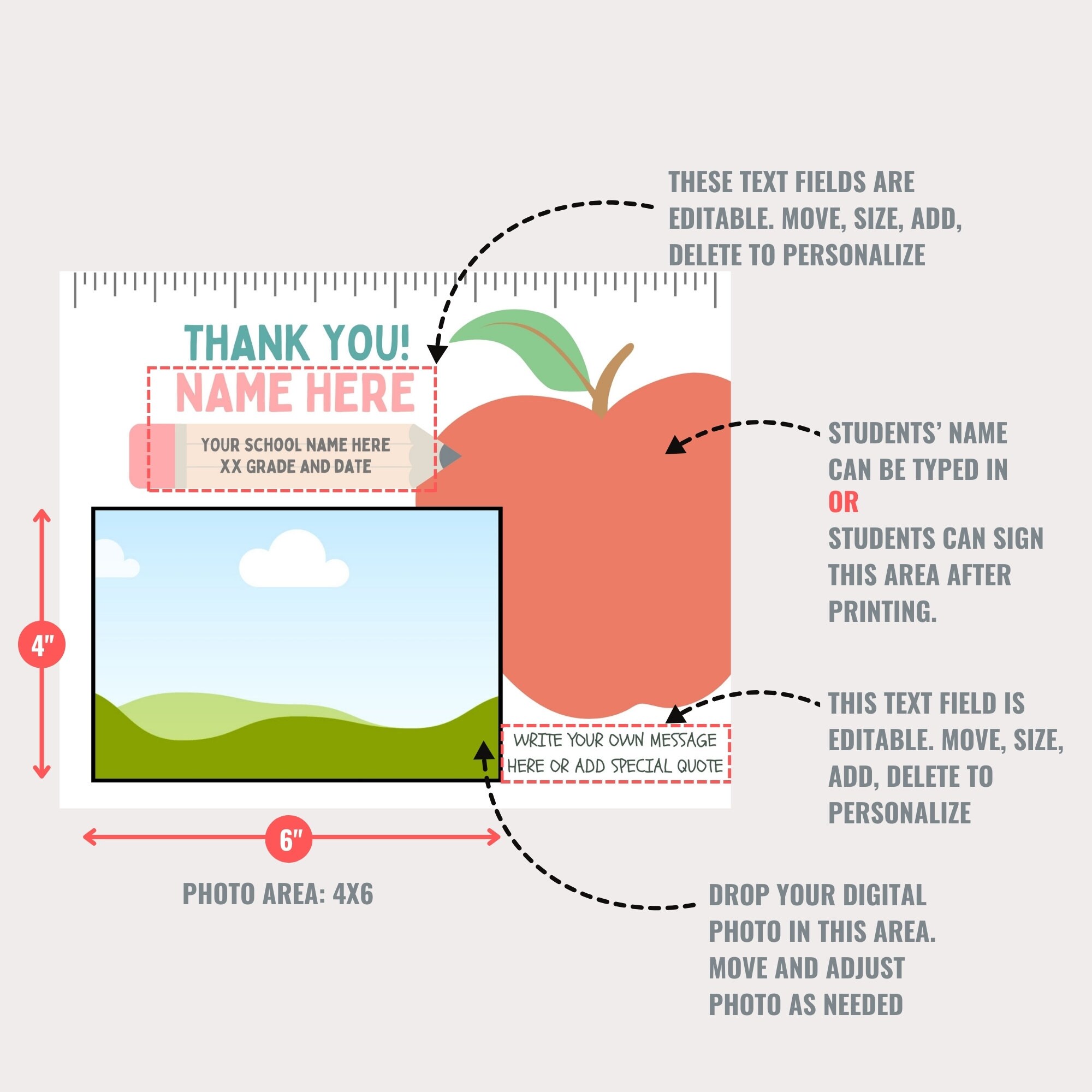 Editable Teacher Thank You Gift Printable Instant Digital Download ...