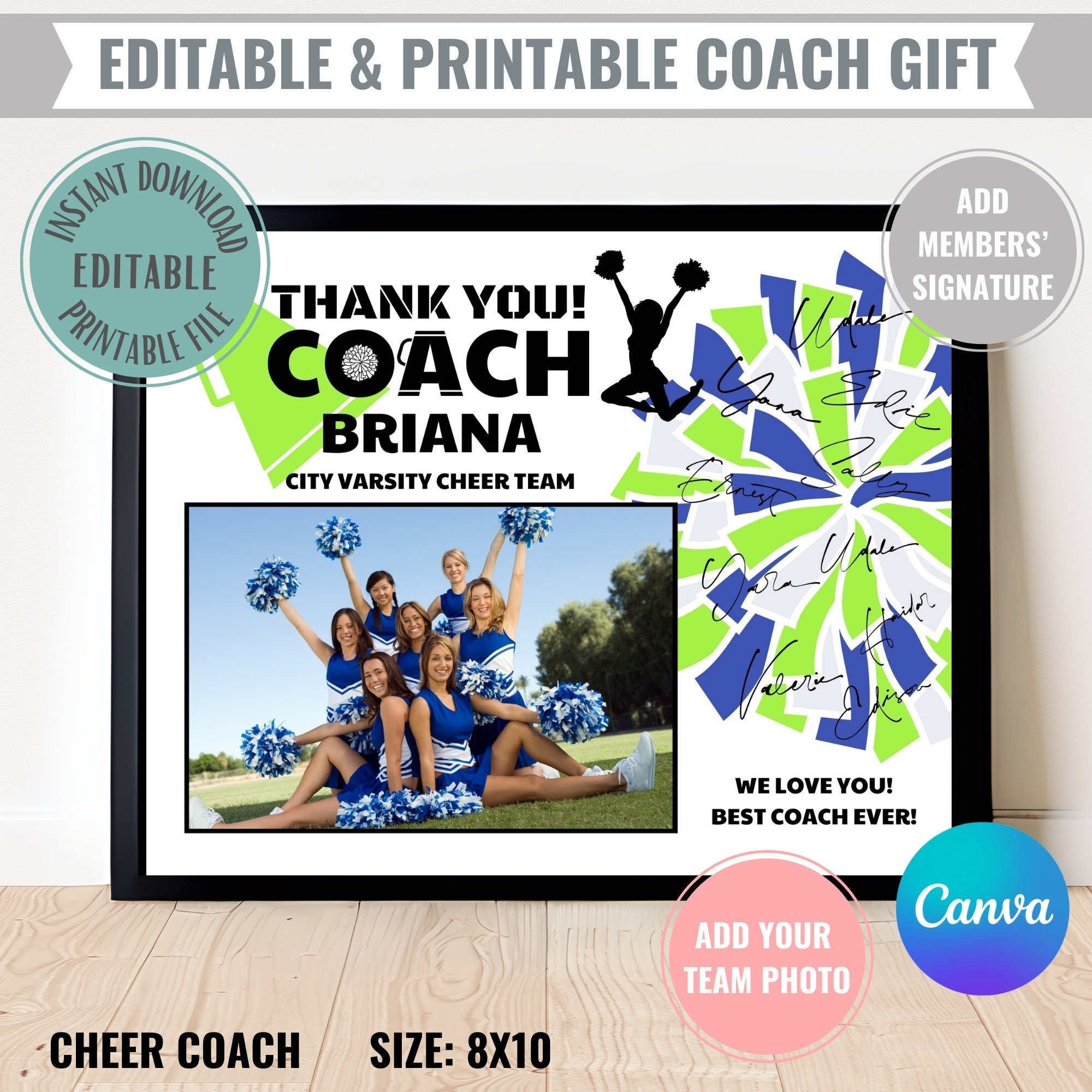 Editable Cheer Coach Gift Printable Instant Digital Download Thank You ...