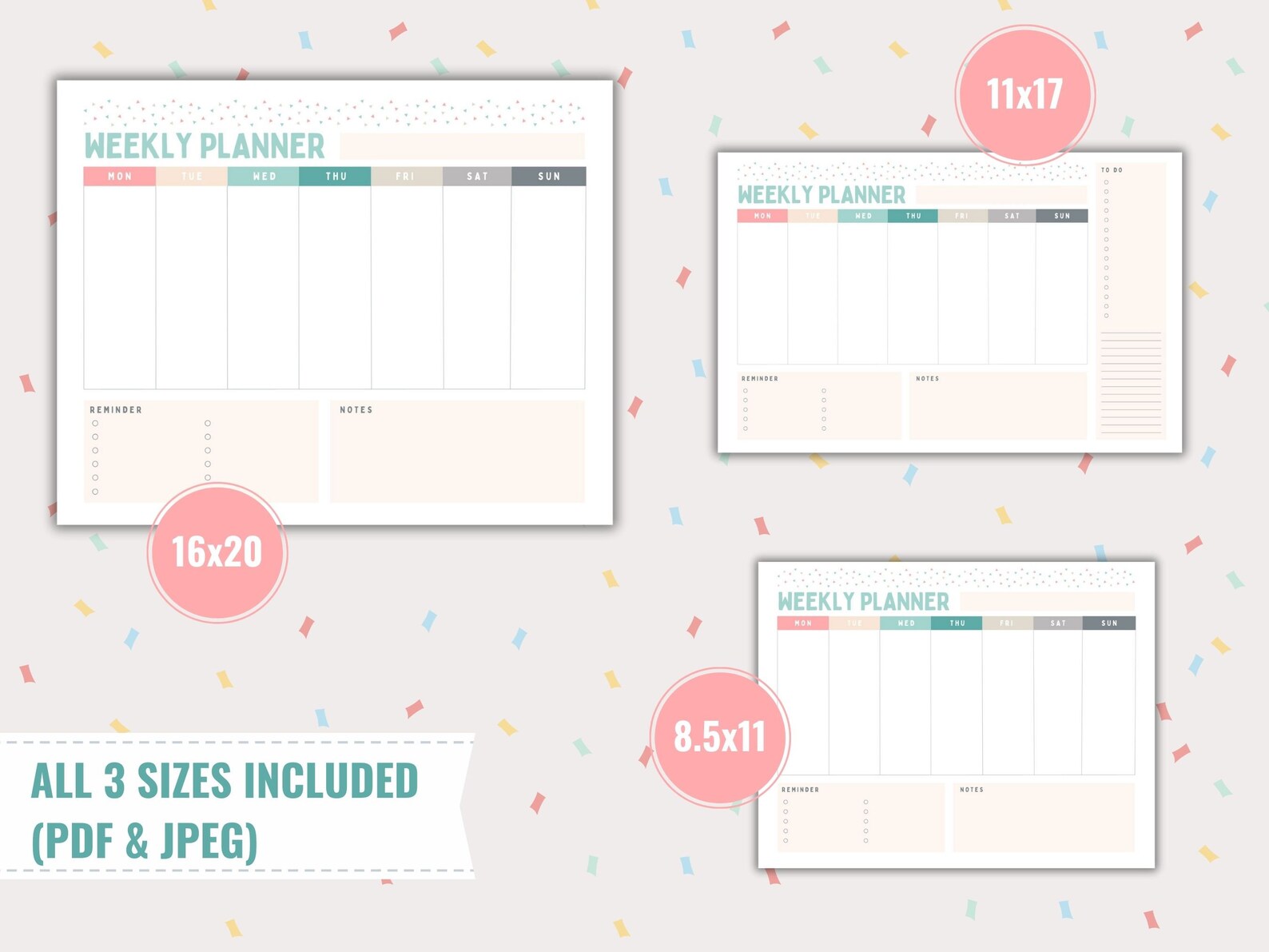Monday Start Weekly Planner: Printable Schedule (PDF & JPEG) - Etsy