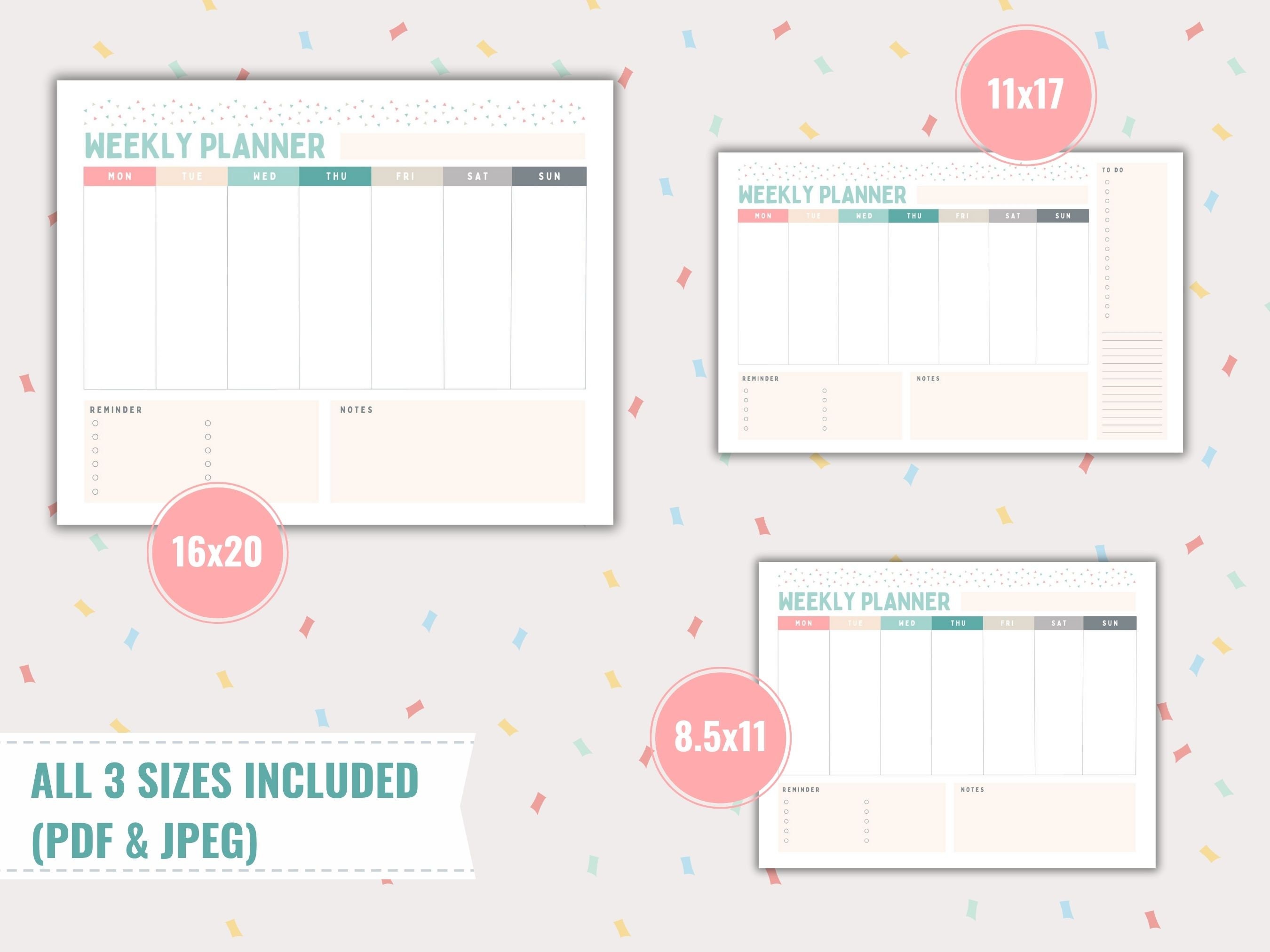 Weekly Planner, Weekly Schedule, Printable Weekly Planner, Monday Start ...