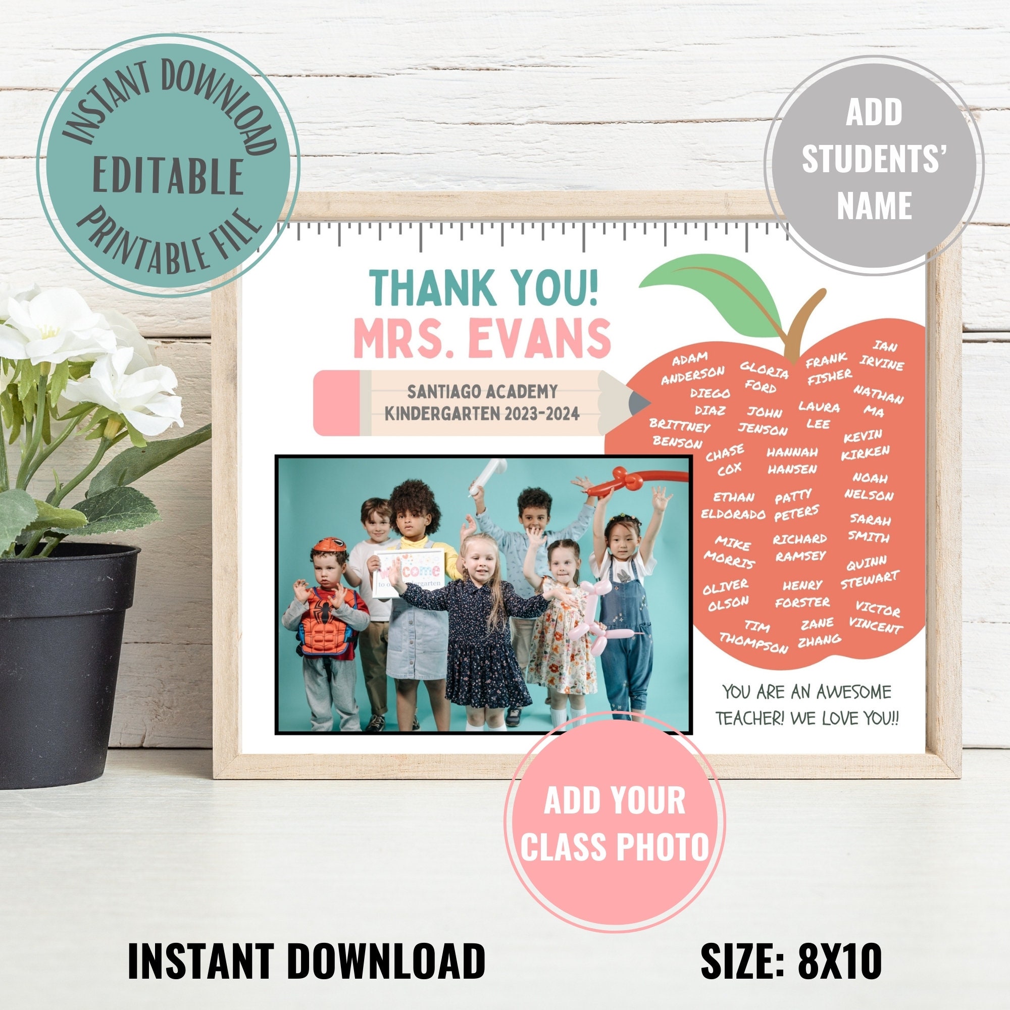 Editable Teacher Thank You Gift Printable Instant Digital Download ...