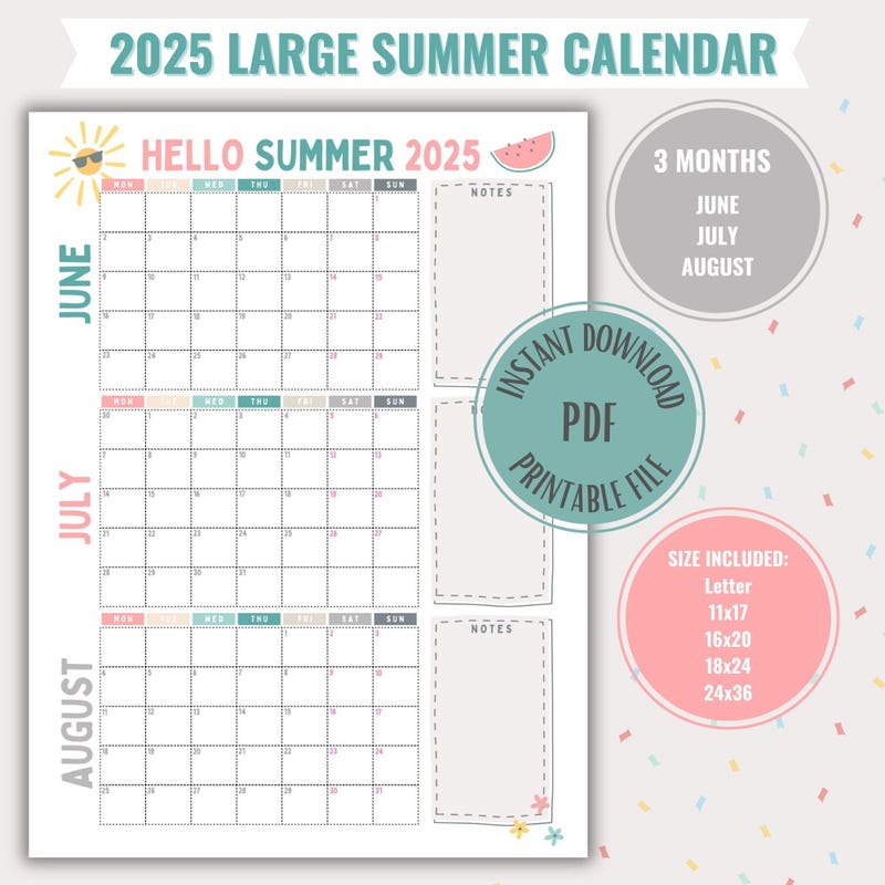 Summer Calendar - Etsy