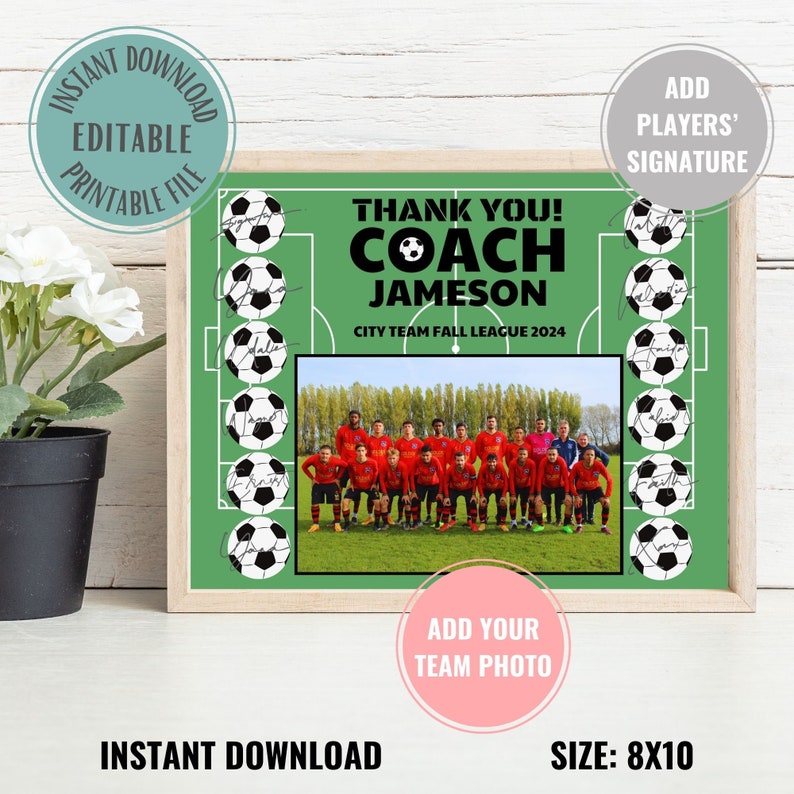 Editable Soccer Coach Gift Printable Instant Digital Download, Thank ...