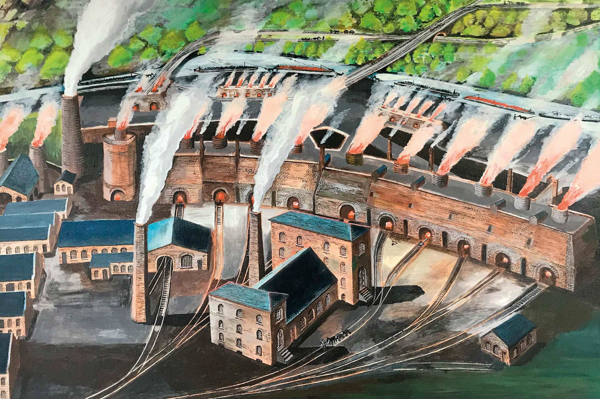 A0 Approx. Framed Ystalyfera Ironworks & Swansea Canal Acrylic ...