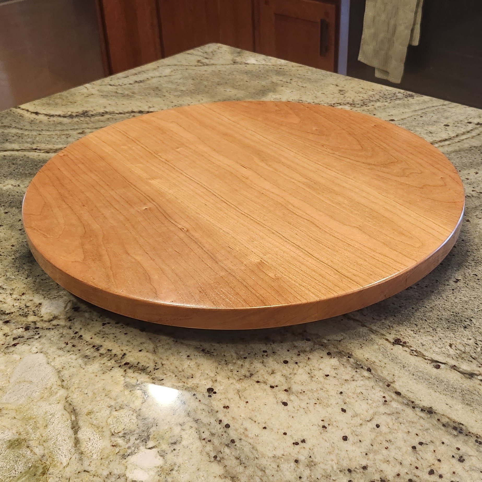Cherry Lazy Susan - Natural Hardwood Turntable - Family-style Rotating ...