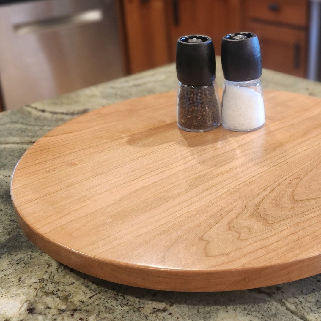 Cherry Lazy Susan - Natural Hardwood Turntable - Family-style Rotating ...