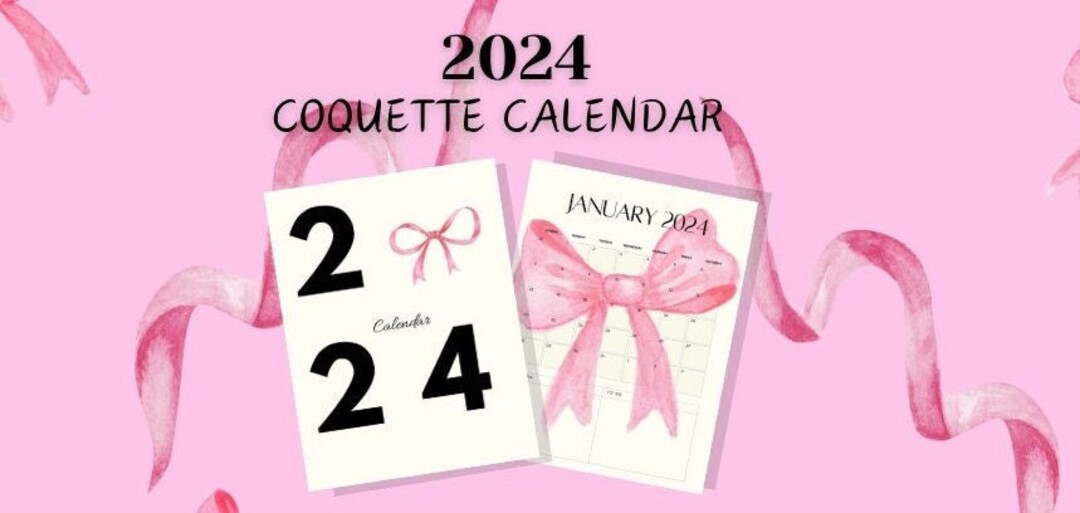 2024 Calendar | Coquette Aesthetic | Cute Calendar | Monthly Calendar ...