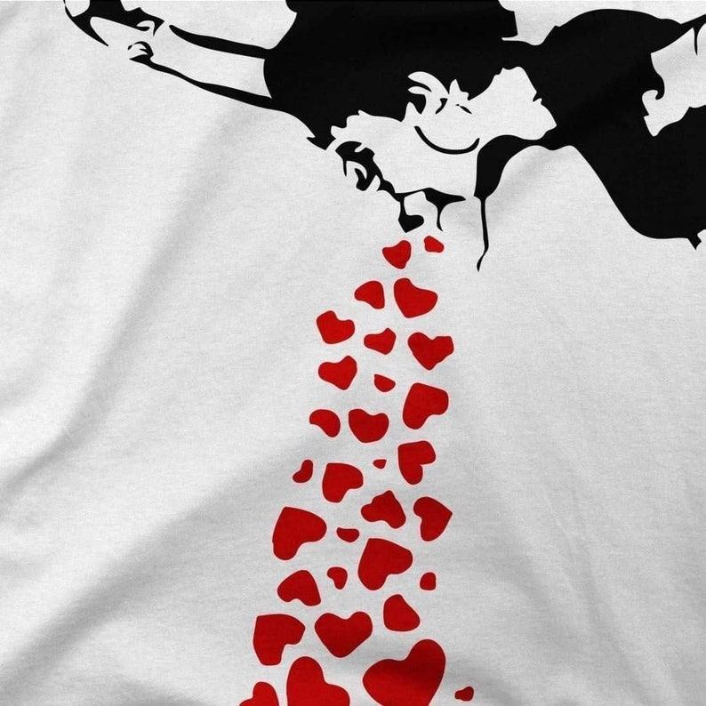 Banksy Lovesick Girl Throwing up Hearts Artwork T-shirt - Etsy