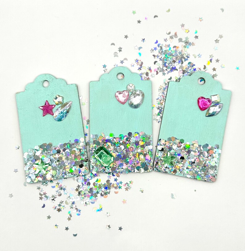 Reusable Wooden Gift Tags – Hand-painted With Glitter & Jewels (set of ...