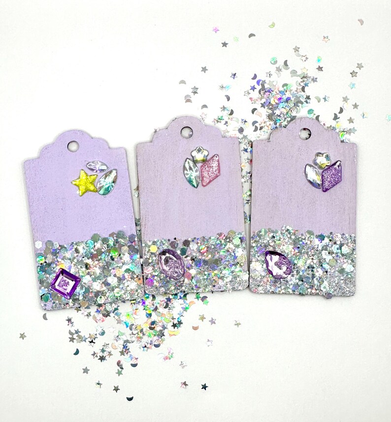 Reusable Wooden Gift Tags – Hand-painted With Glitter & Jewels (set of ...