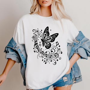 Butterfly, Music Note Svg, Elegant Butterfly With Music Notes ...