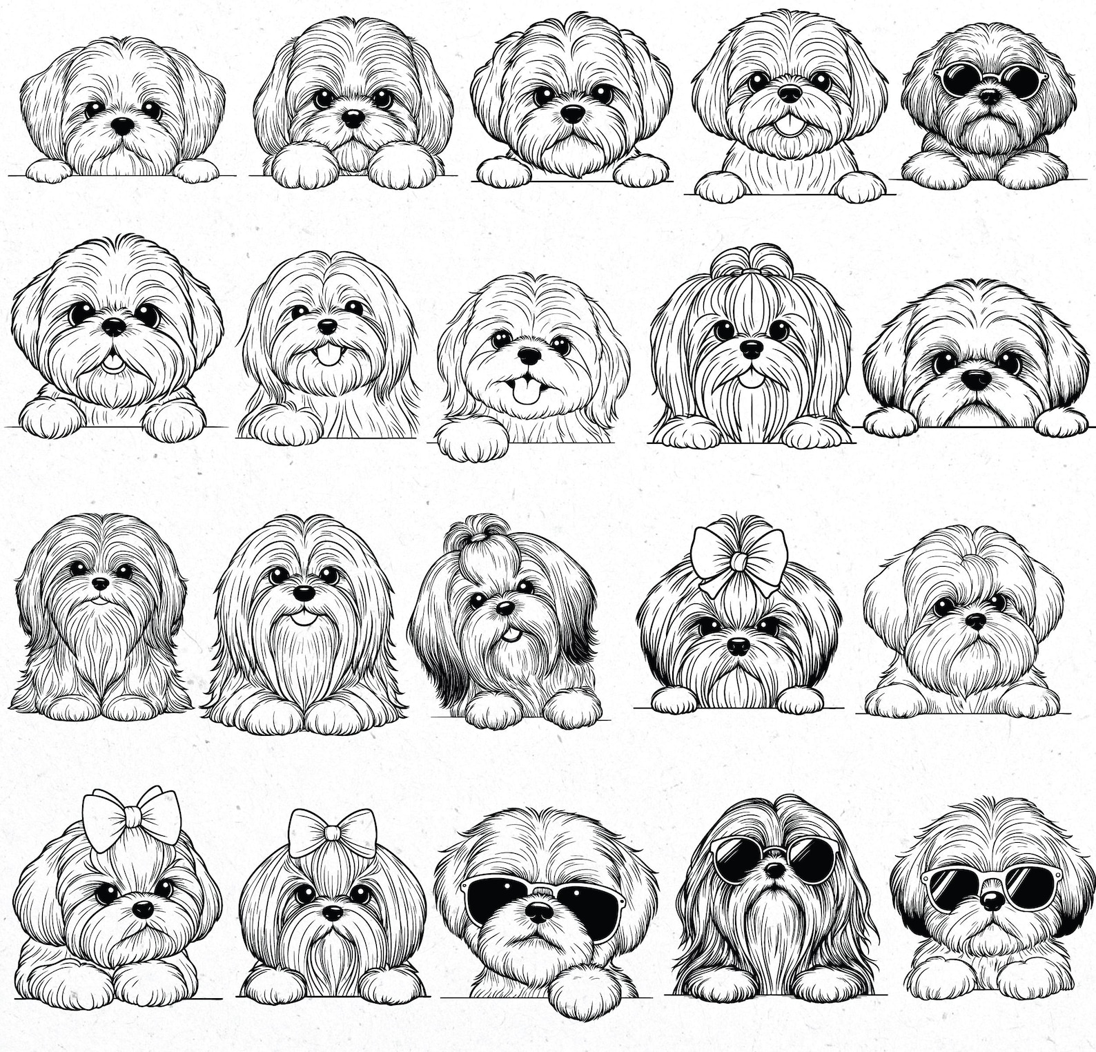 Shih Tzu Svg, Shih Tzu Peeking Svg, Dog Svg, Dog Outline, Svg Bundle ...