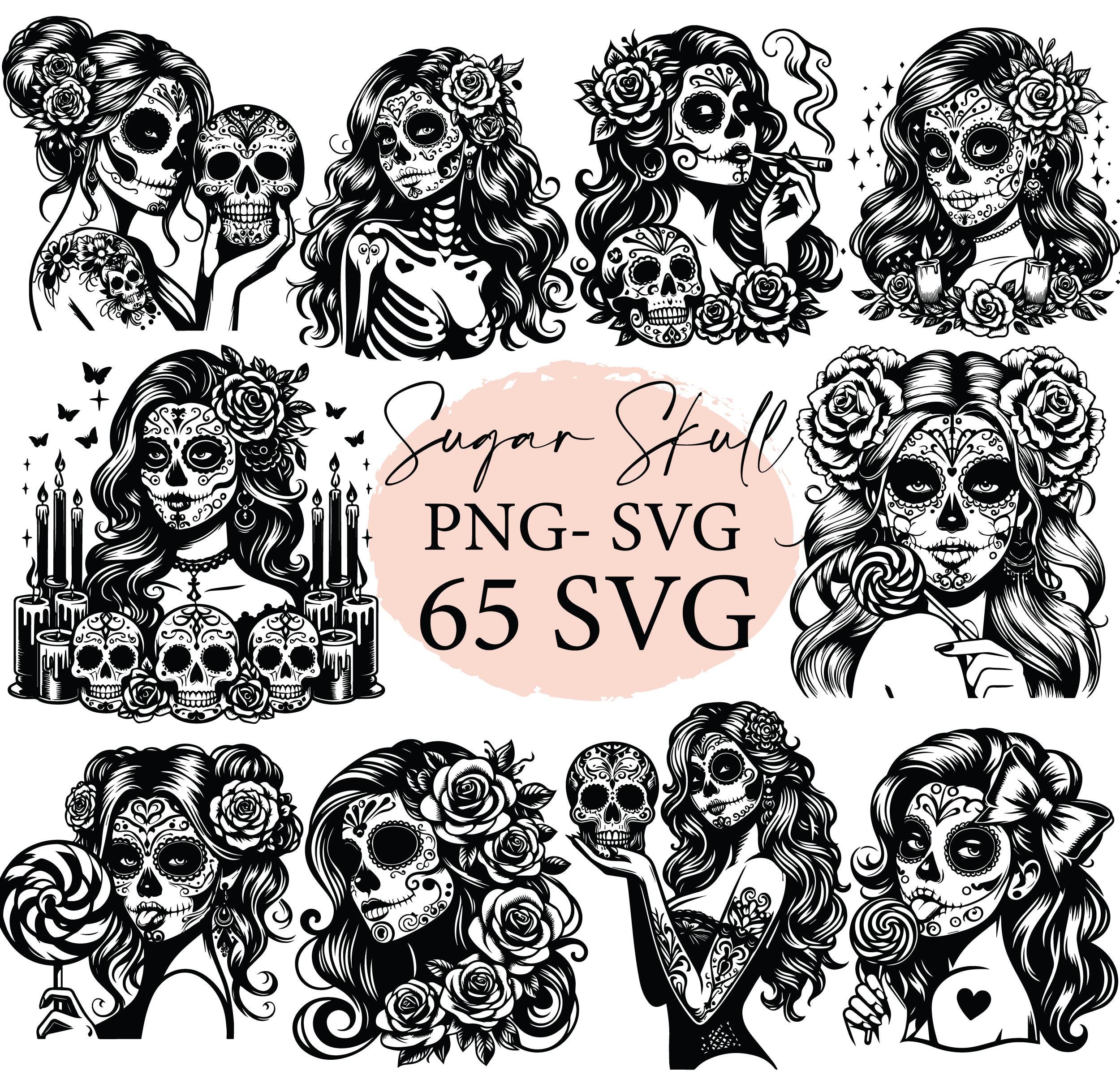 Skull, Sugar Skull Svg, Sugar Skull Lady Png, Gothic Svg, Gothic Woman ...