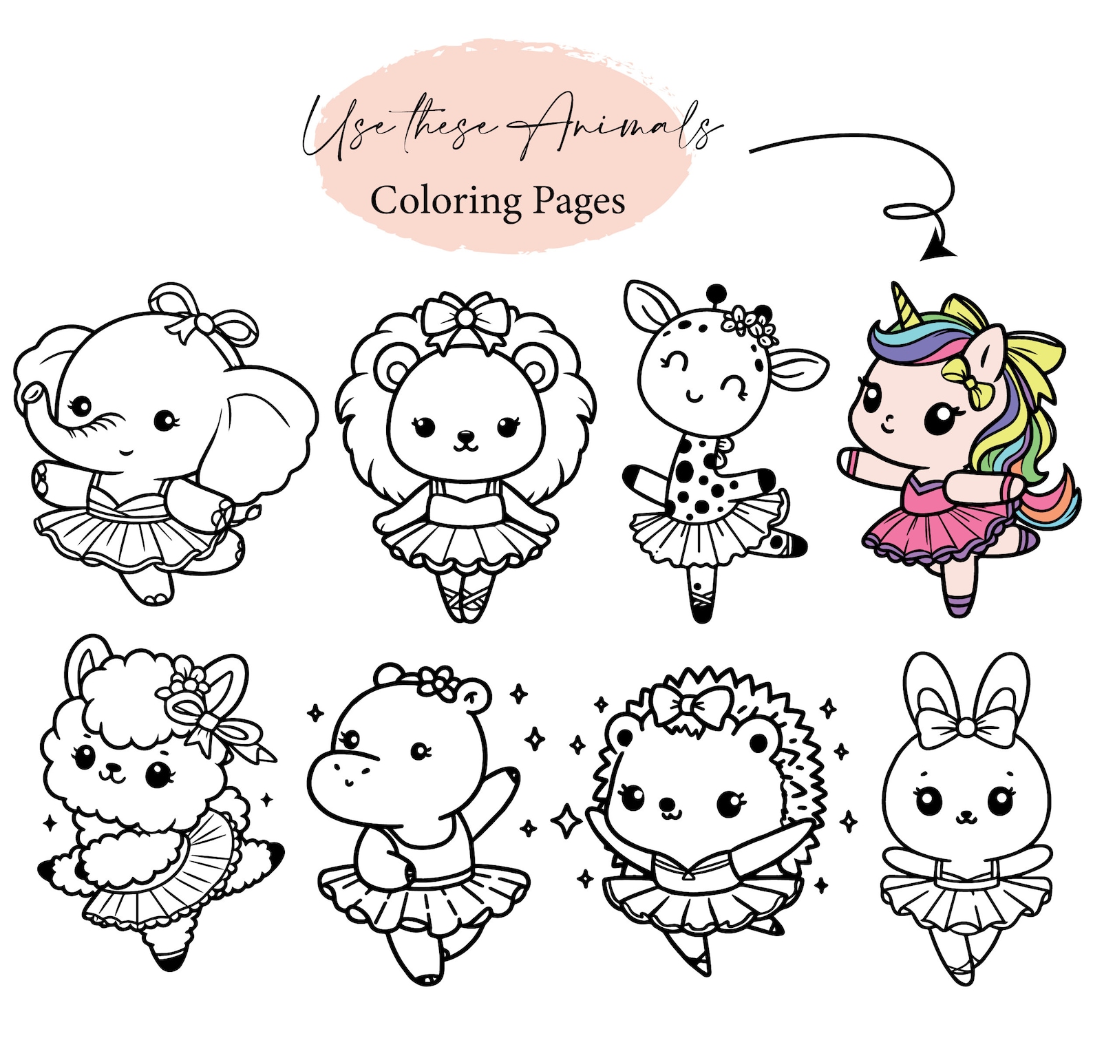 Cute Animals, Ballerina, Animals Ballet, Animals Svg, Kawaii Animals ...