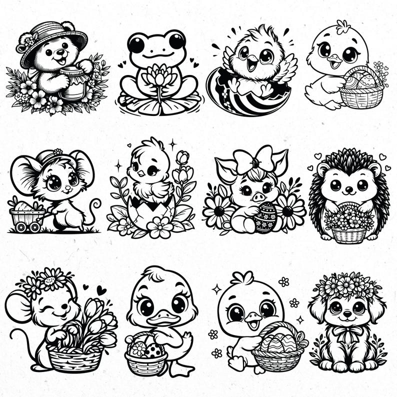 Spring Cute Animals Svg, Farm Animals Png, Kawaii Animals Clipart ...
