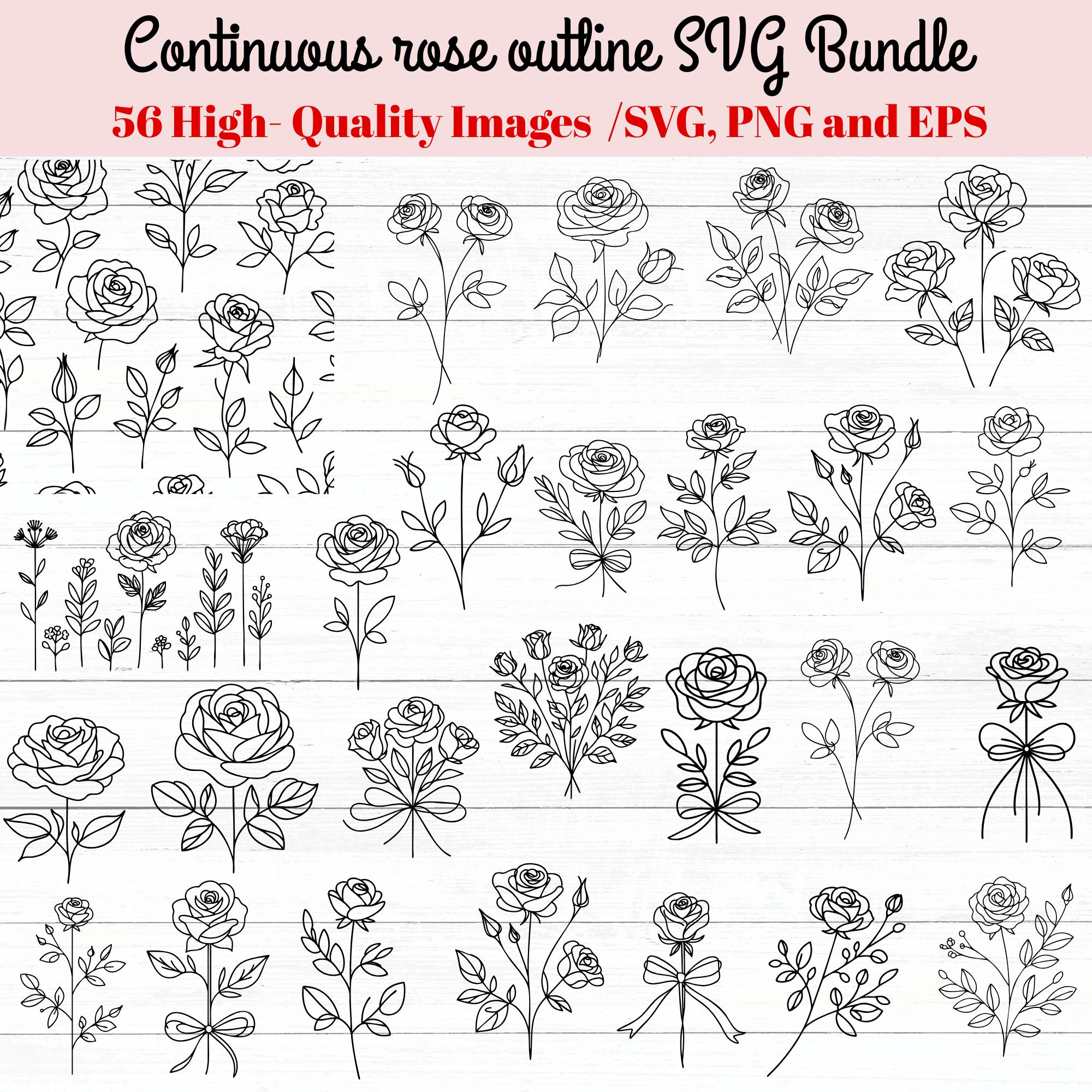 Rose Flower Svg, Rose Outline Svg, Line Art Svg, Continuous Line Art ...