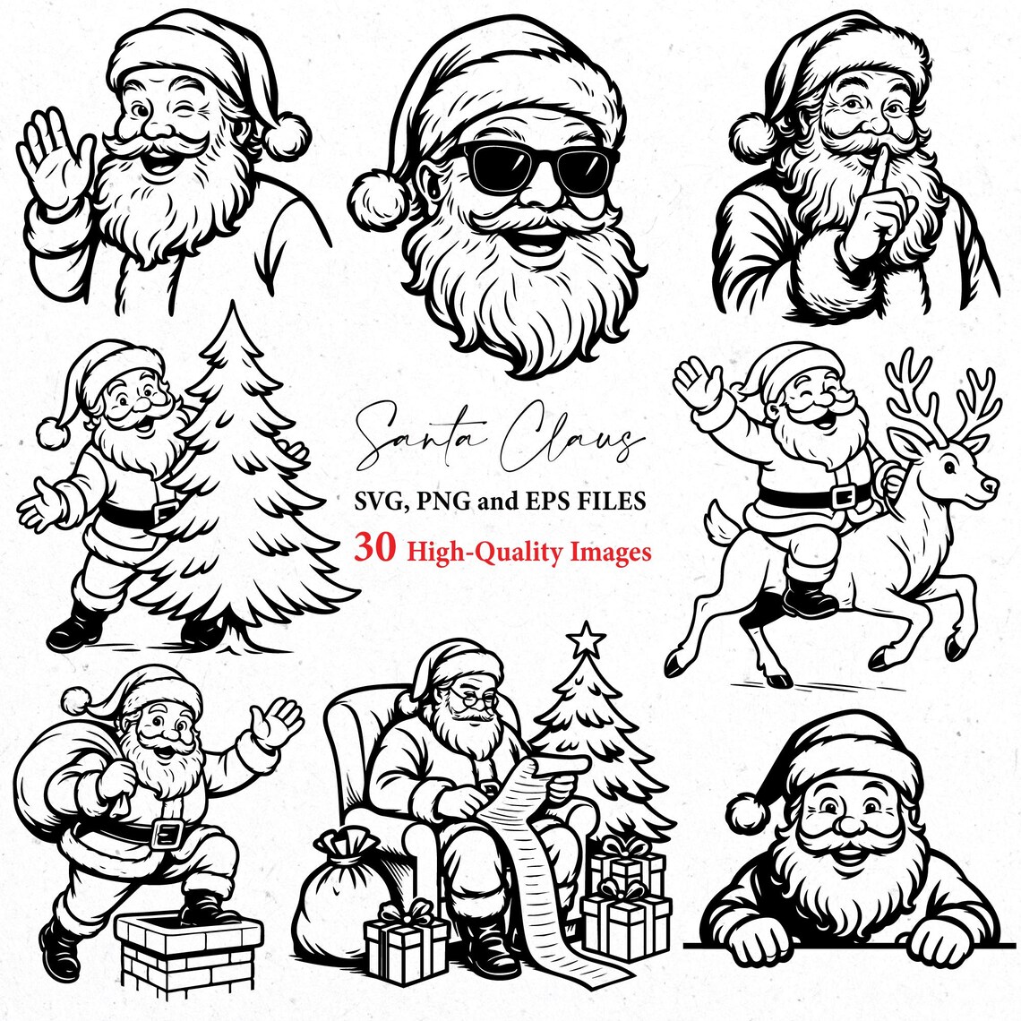 Christmas Santa Svg, Santa Claus Clipart, Santa Claus Png, Vintage ...