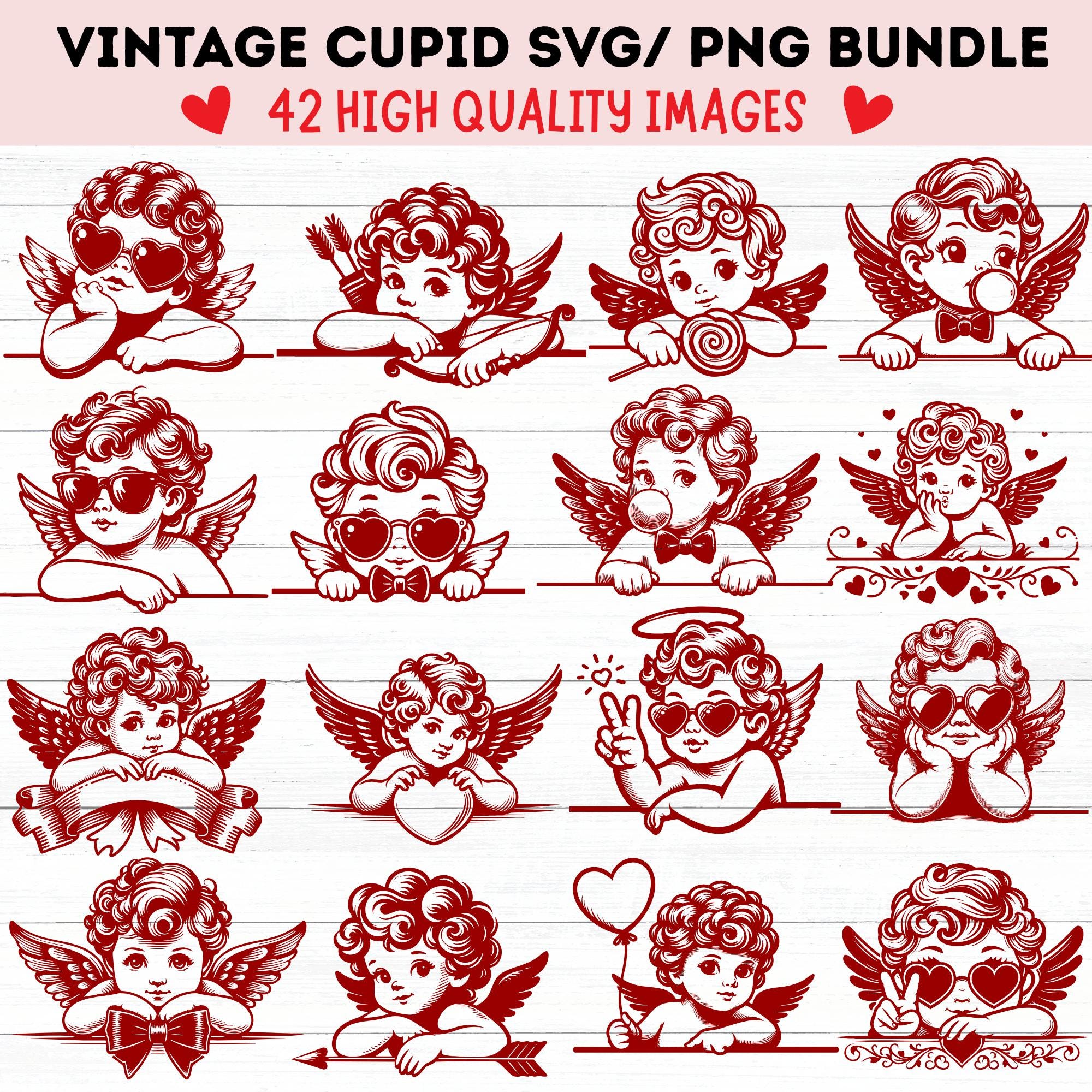 Lindo Cupido asomándose SVG, Cupido PNG, paquete SVG de Cherab, SVG ...