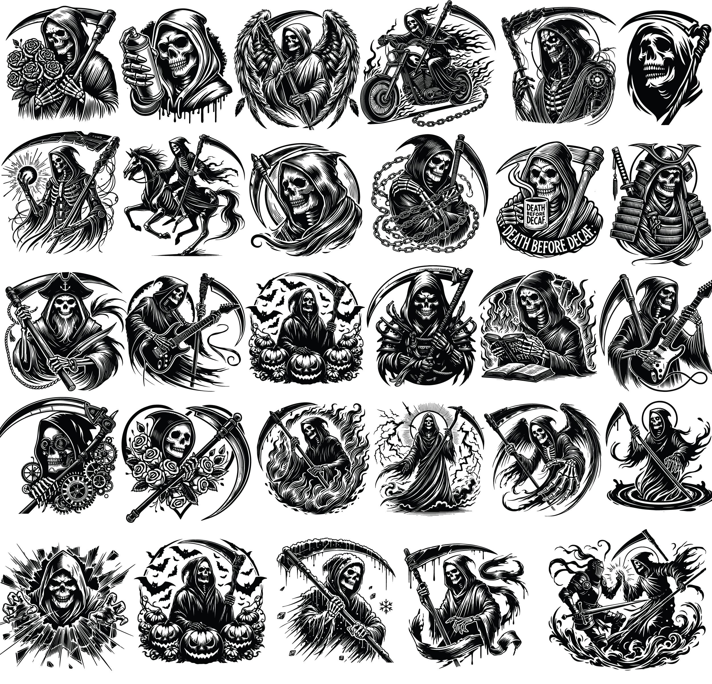 Grim Reaper Svg, Grim Reaper Bundle, Skeleton Svg, Gothic Svg, Skull ...
