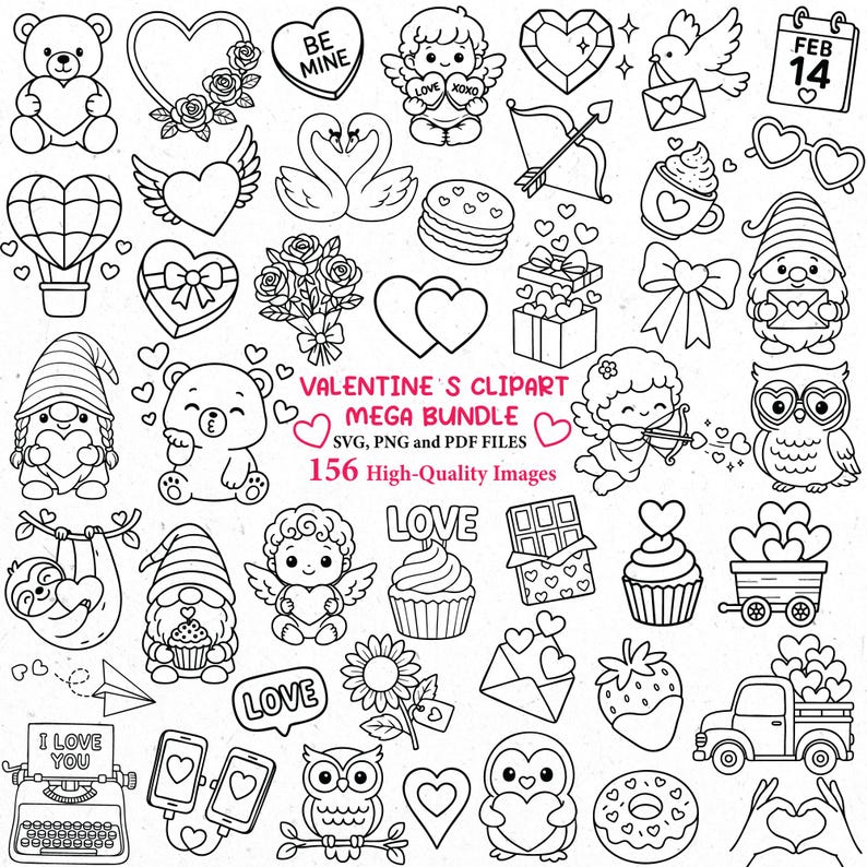 Cute Kawaii Valentine's SVG, Valentine's Png, Valentine's Clipart ...