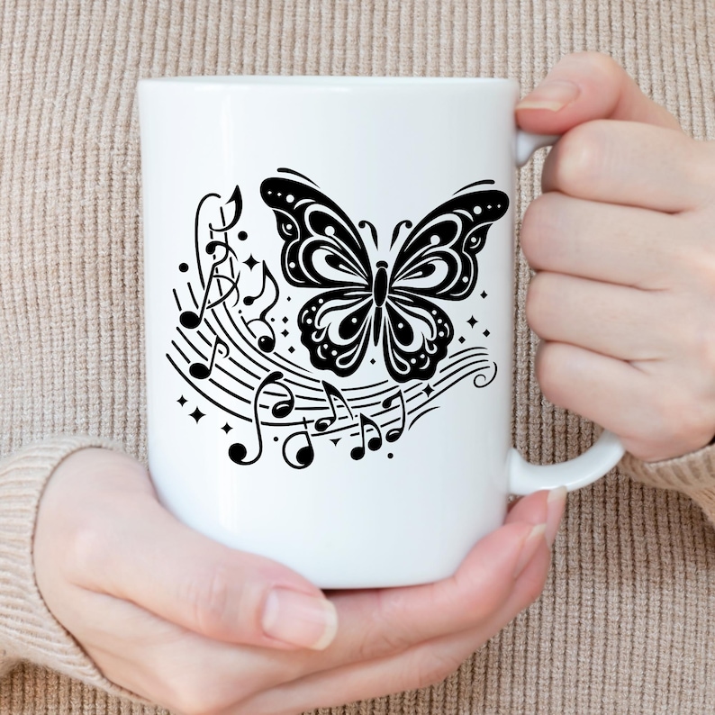 Butterfly, Music Note Svg, Elegant Butterfly With Music Notes ...