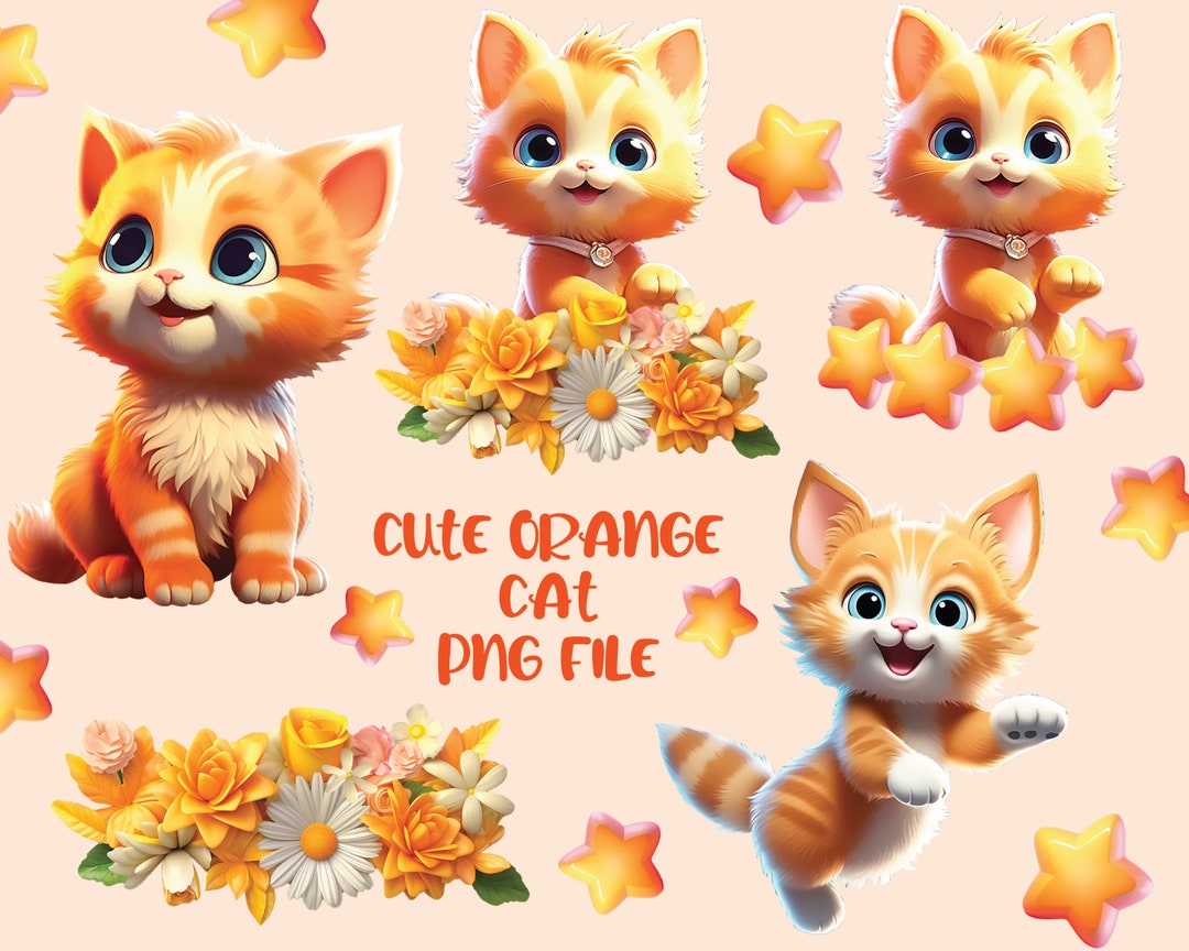 Cute Orange Cat Clipart PNG, Cats, Animals, Cute Chibi Cat Clip Art ...