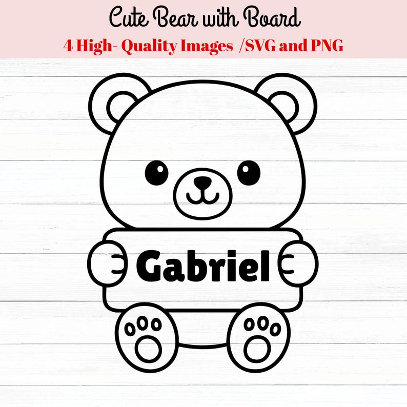 Cute Bear Svg, Bear With Board Svg, Kawaii Bear Png, Cute Animals, Svg ...