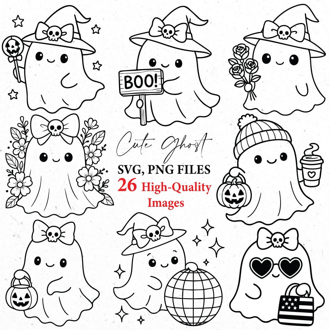 Cute Ghost Svg, Ghost Png, Cute Ghost Clipart, Halloween Svg, Halloween ...