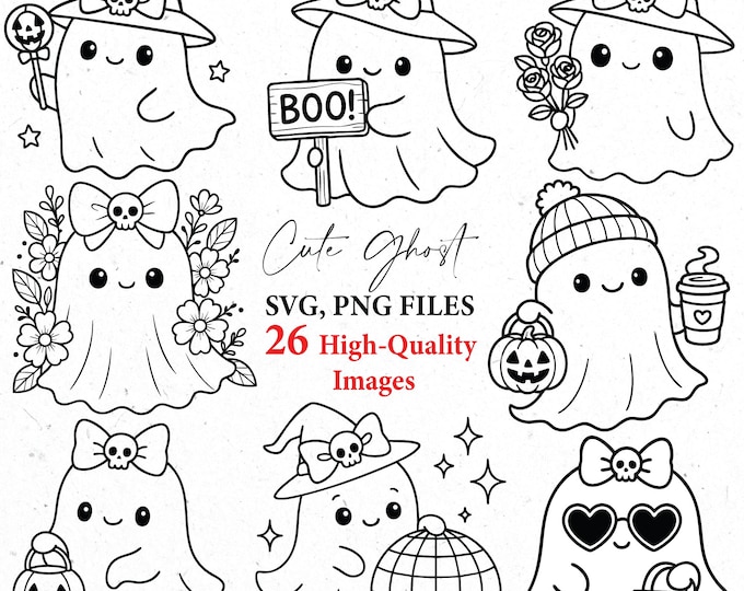Cute Ghost Svg, Ghost Png, Cute Ghost Clipart, Halloween Svg, Halloween ...