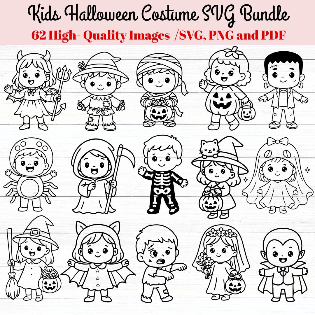 Halloween Kids Svg, Cute Halloween Svg Bundle, Kids in Costume Svg ...