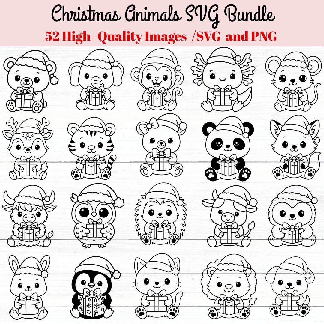 Cute Christmas Animals, Christmas SVG Bundle, Safari SVG, Svg Cricut ...