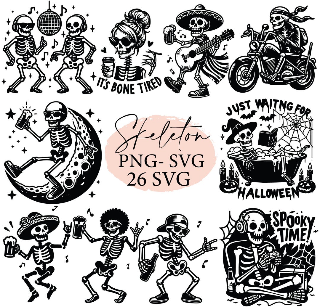 Skeleton Svg, Skeleton PNG, Funny Skeleton Svg, Halloween Svg, Cute ...