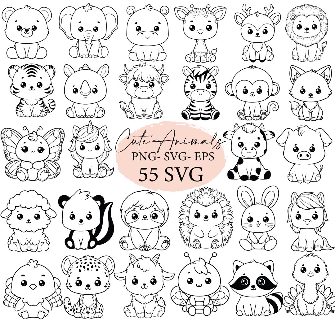 Cute Forest Animals, SVG Bundle, Safari SVG, Svg Cricut, Doodle, Safari ...