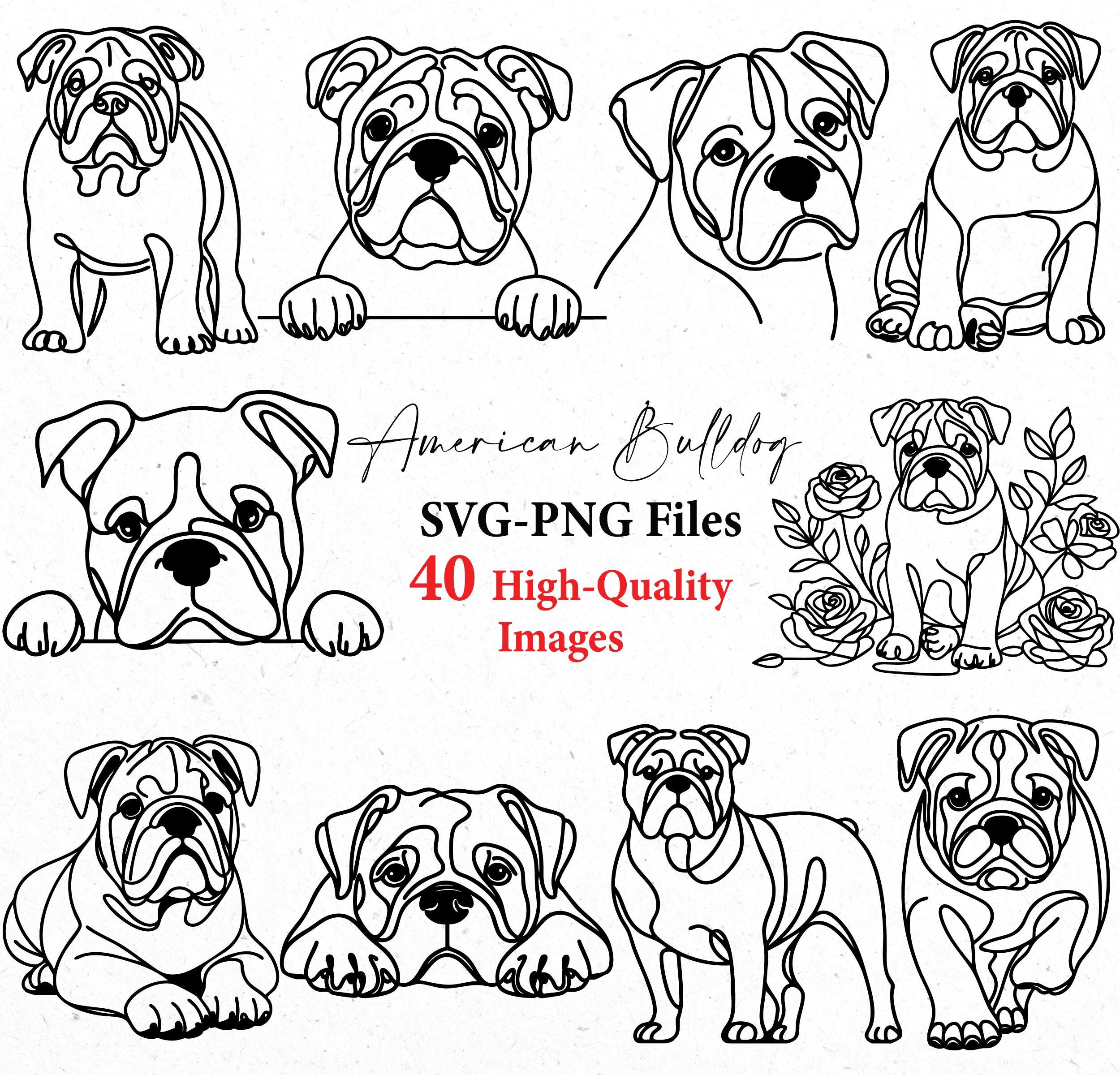 American Bulldog Svg, American Bully Outline Svg, Dog Svg, Bulldog, Dog ...
