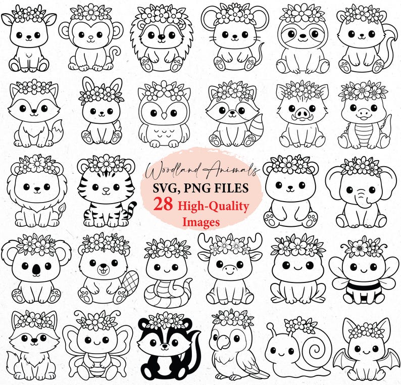 Cute Forest Animals, SVG Bundles, Safari SVG, Svg Cricut, Doodle ...