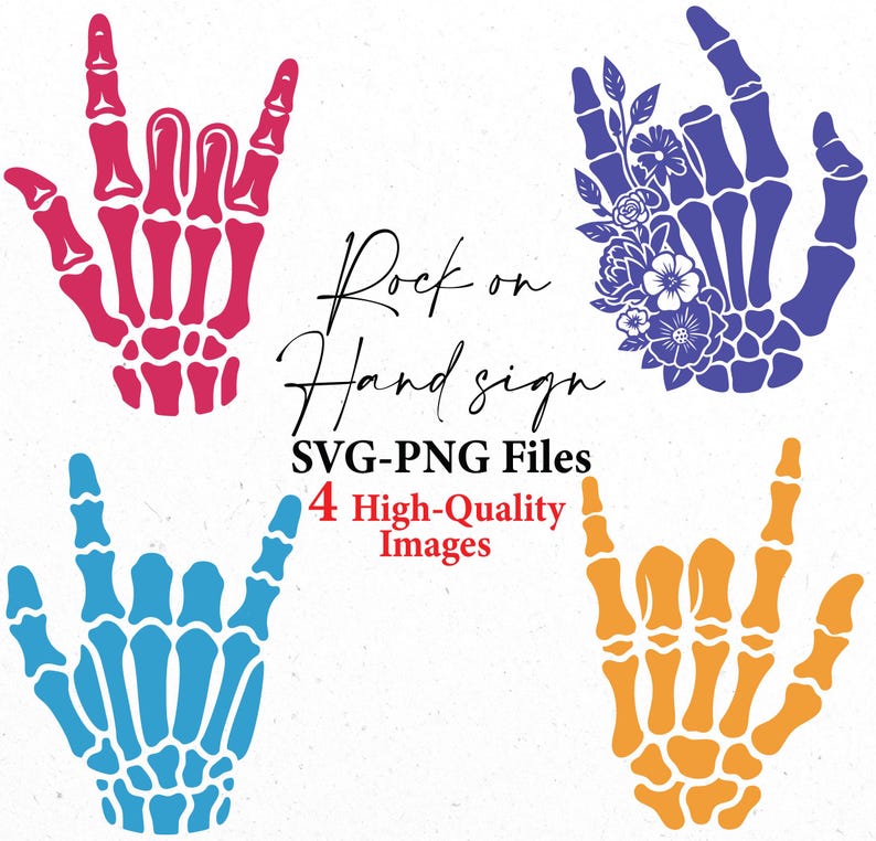Rock on Hand Sign Svg, Rock on Svg Bundle, Rock on Sign Silhouette, Svg ...