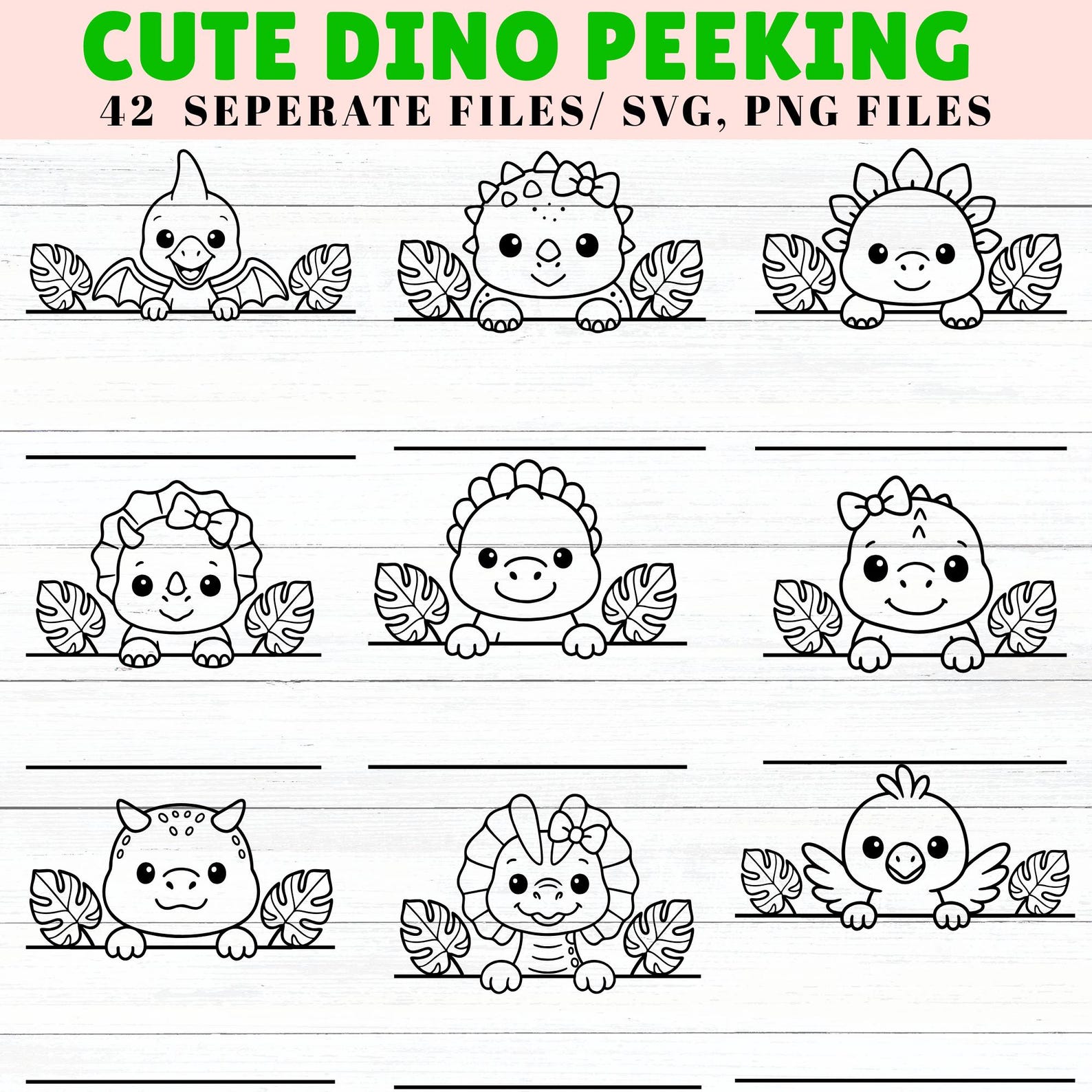 Dinosaur Peeking SVG, Cute Dino Svg, Baby Dinosaur Png, Dinosaur ...