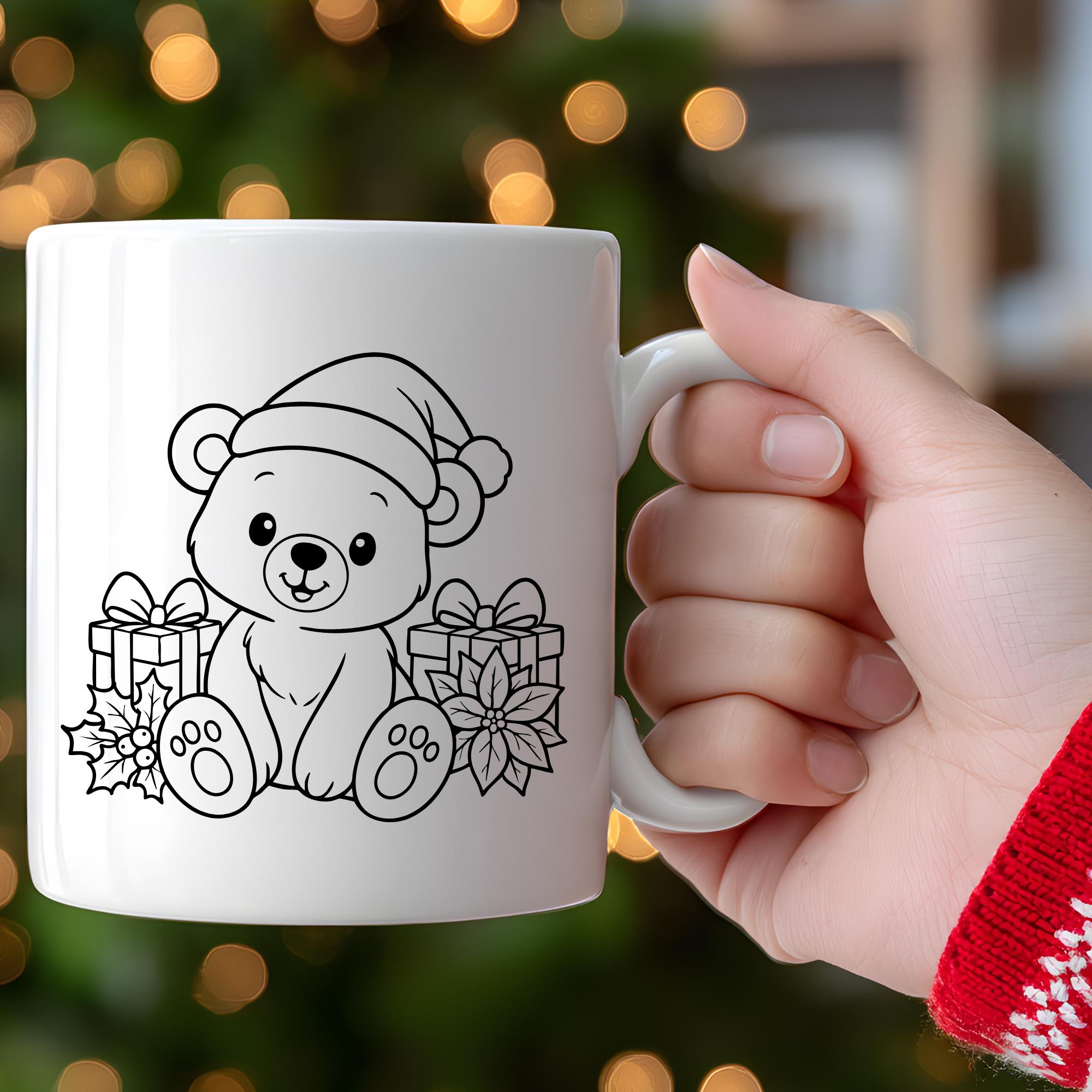 Christmas Bear Svg, Cute Bear Png, Cute Baby Bear Clipart, Kawaii ...