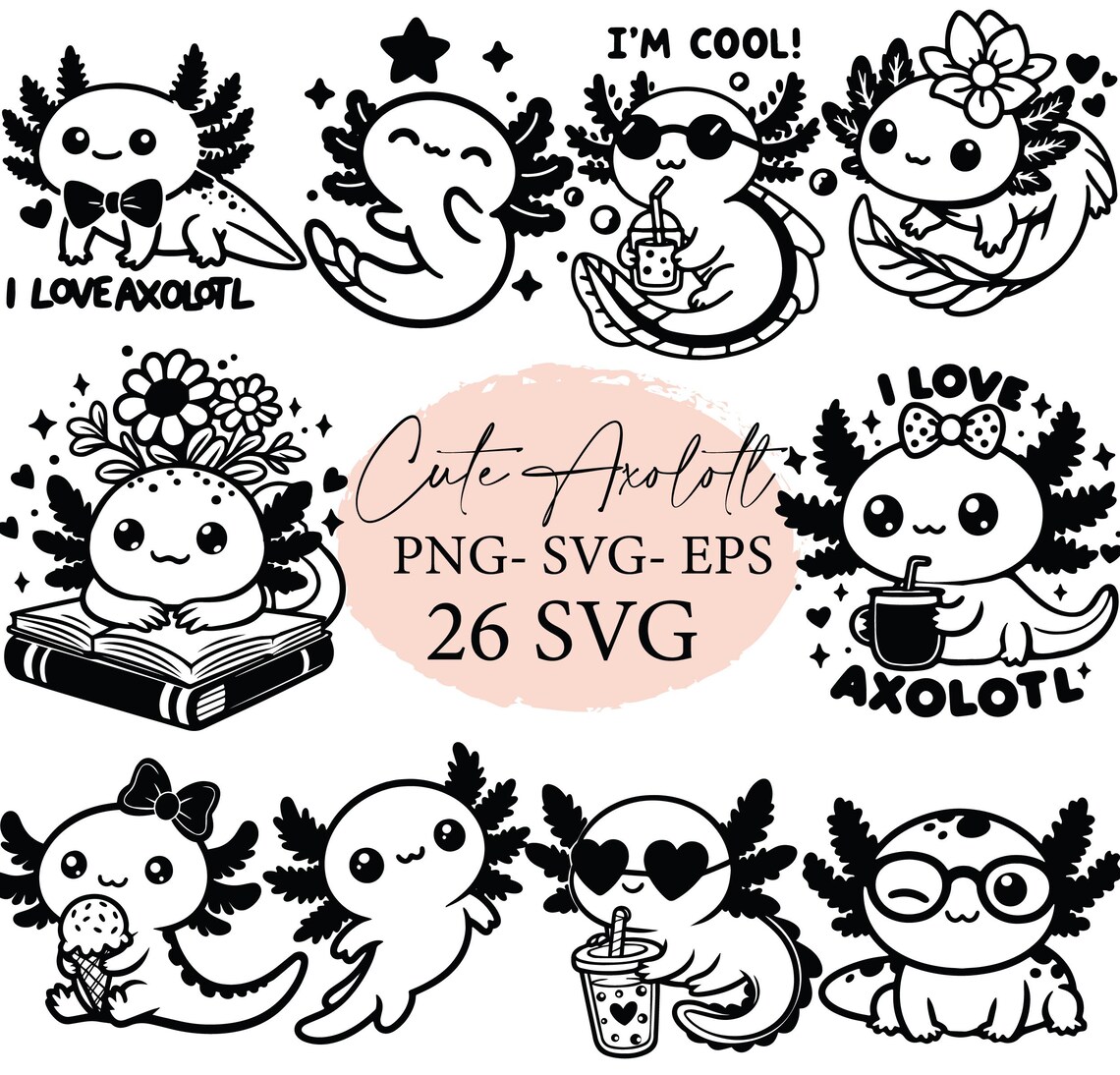 Axolotl, Cute Axolotl Png, Axolotl Svg, Cute Animals, Shirt Design,svg ...