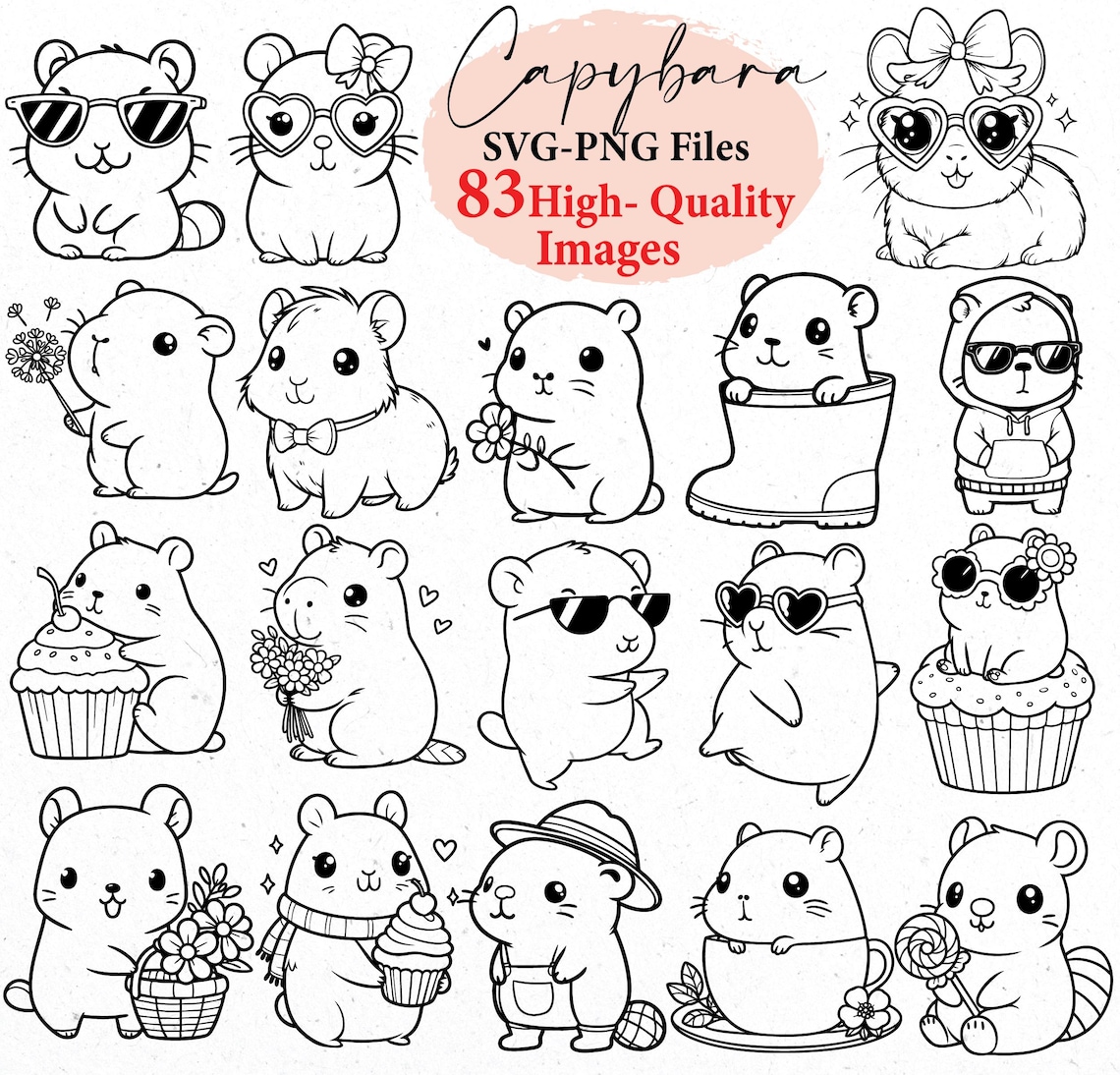 Capybara, Capybara Svg, Cute Capybara Png, Animal Svg, Cute Animals ...
