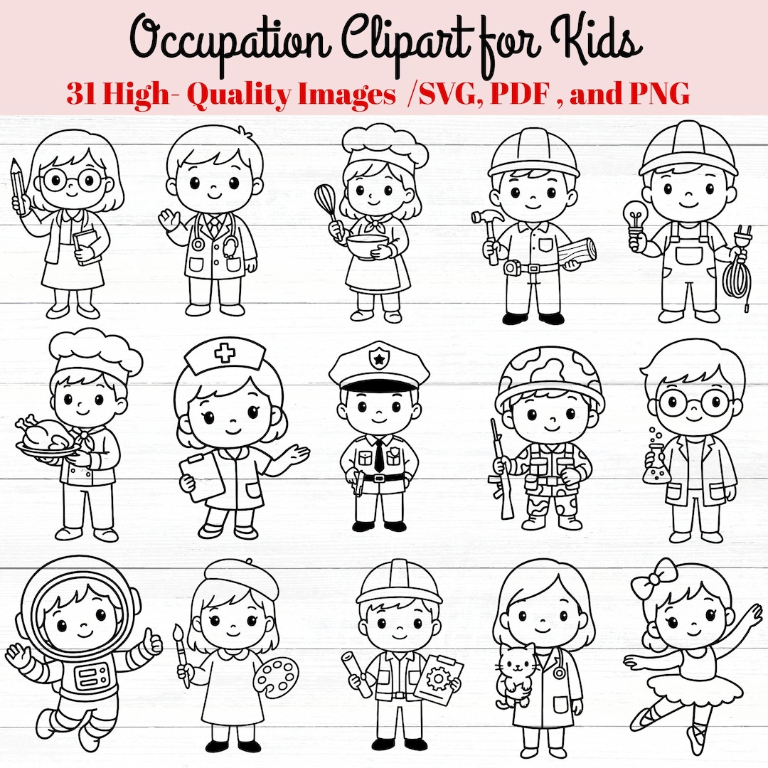 Kids Jobs SVG Bundle, Cute Occupation Clipart for Kids, Labor Day SVG ...
