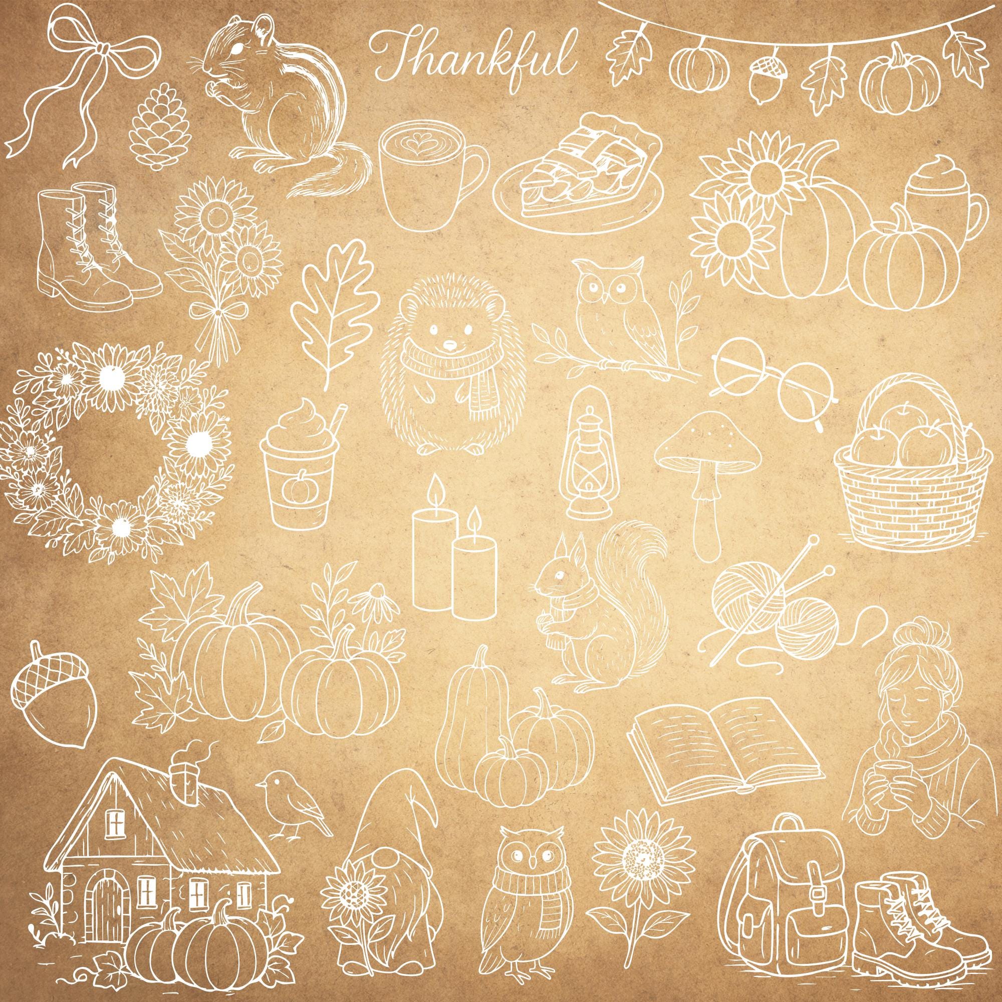 Cozy Fall Svg, Autumn Svg Bundle, Handrawn Doodle, Svg Files, Svg ...