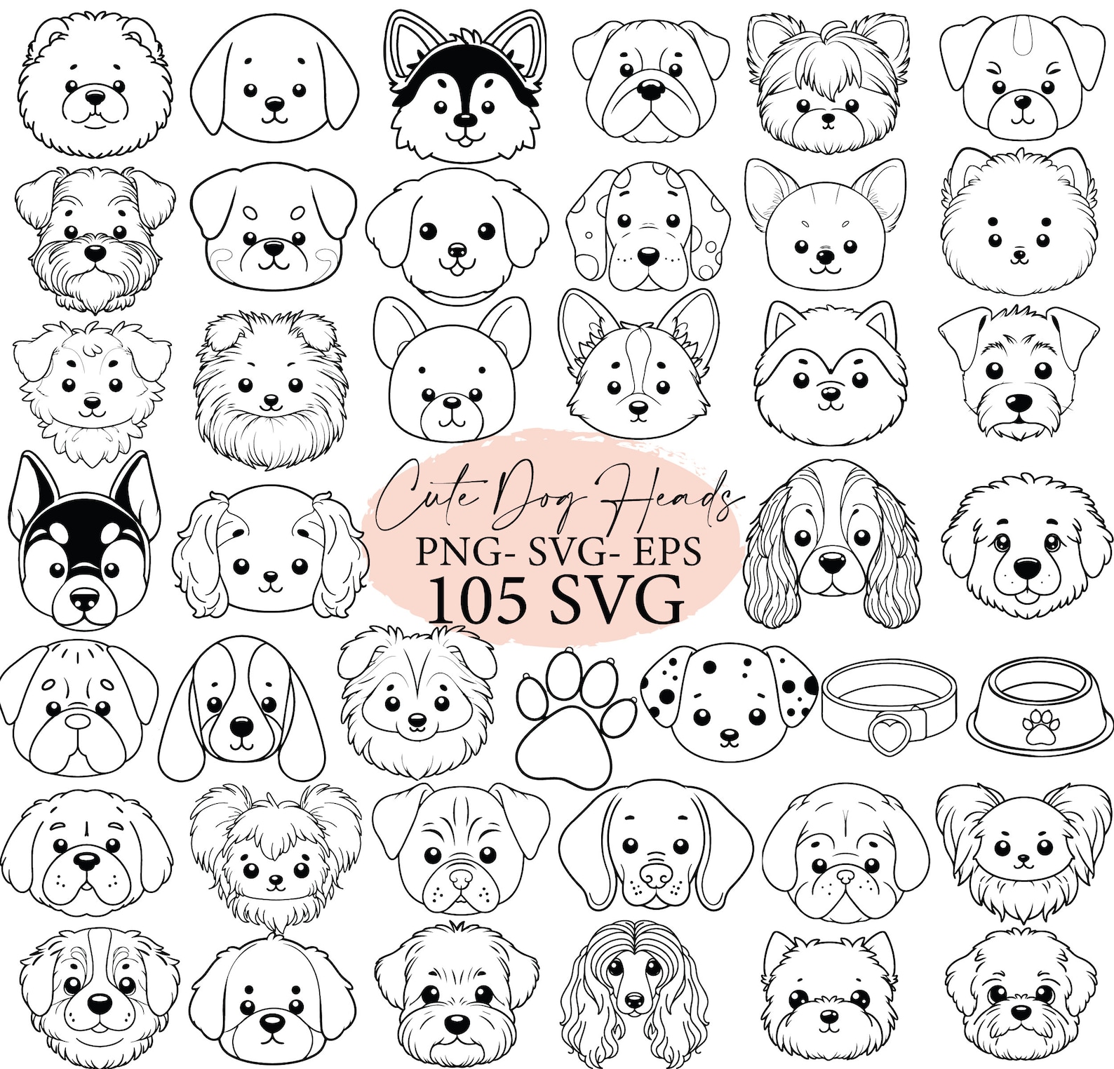 Cute Dog, Dog Svg, Dog Outline, Svg Bundle, Svg Files, Svg Cricut, Dog ...