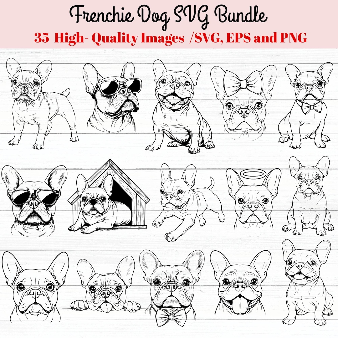 French Bulldog Svg, Frenchie Dog Svg, Dog Outline Svg, Frenchie Face ...