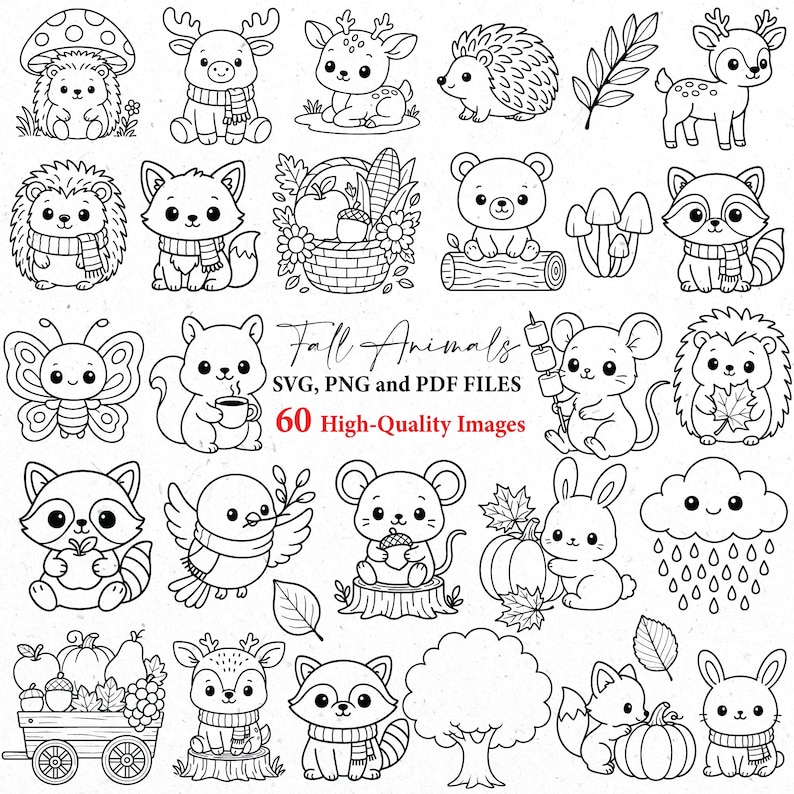 Fall Animals Svg, Fall Png Bundle, Cute Animals SVG, Safari SVG, Svg ...